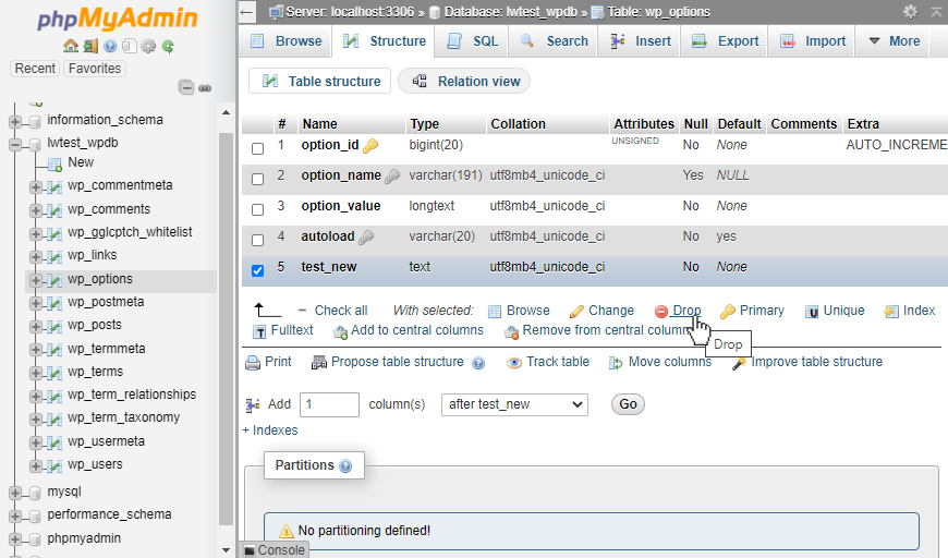 Deleting Fields From Database Tables With Phpmyadmin Liquid Web
