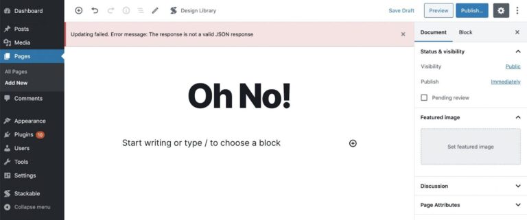 Fixing the “not a valid JSON response” WordPress error