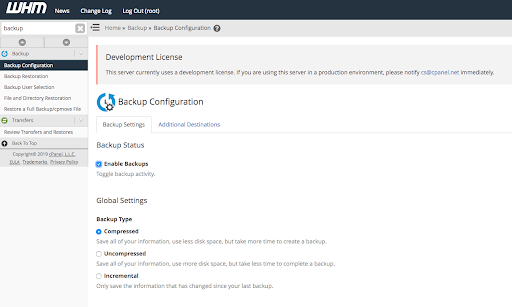 How To Enable Server Backups in WHM/cPanel | Liquid Web
