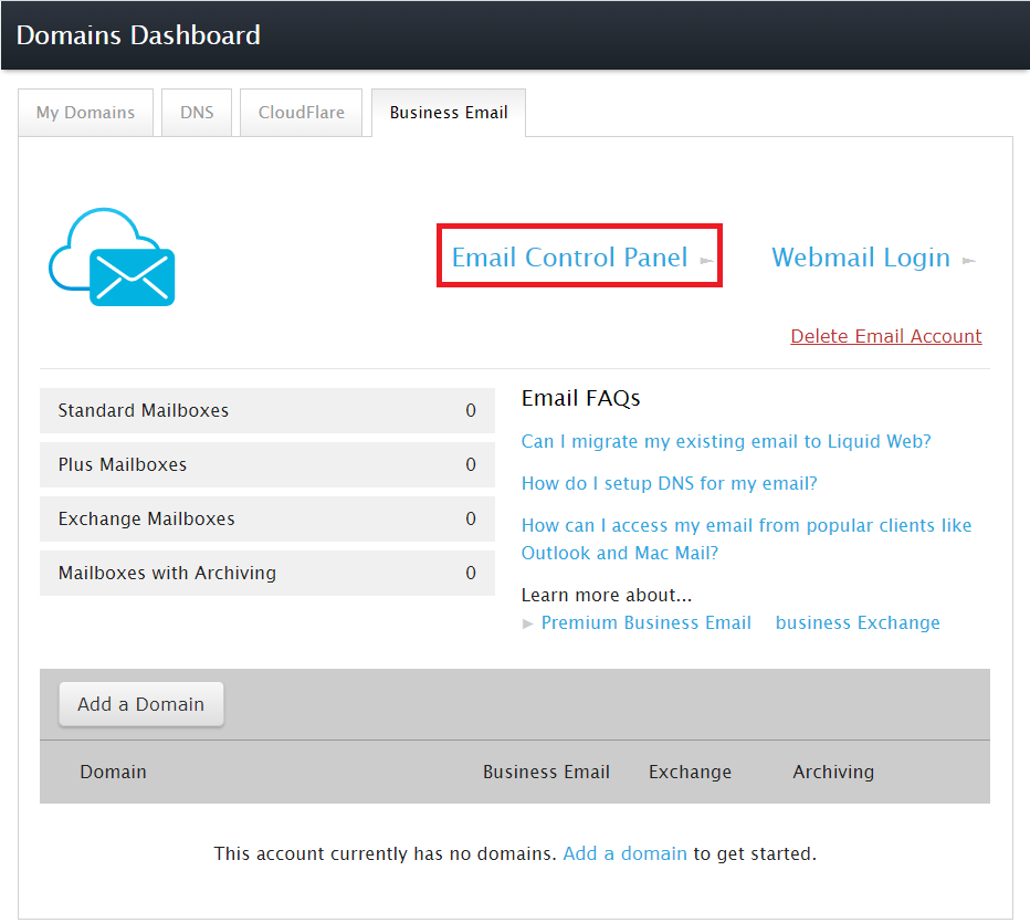Adding a Mailbox in Premium Business Email | Liquid Web