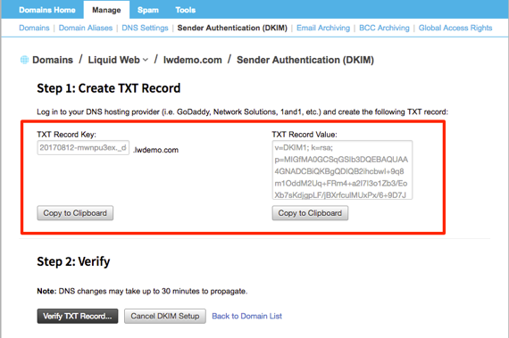Enabling DKIM for Premium Business Email | Liquid Web