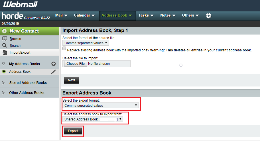 Importing and Exporting Address Book in Linux Webmail | Liquid Web