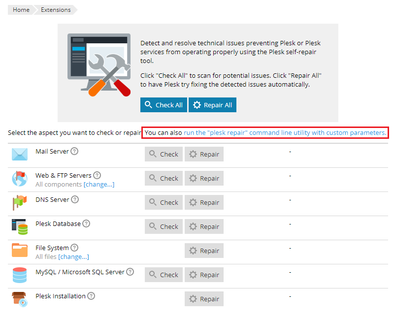 Using Plesk Repair Kit Extension | Liquid Web